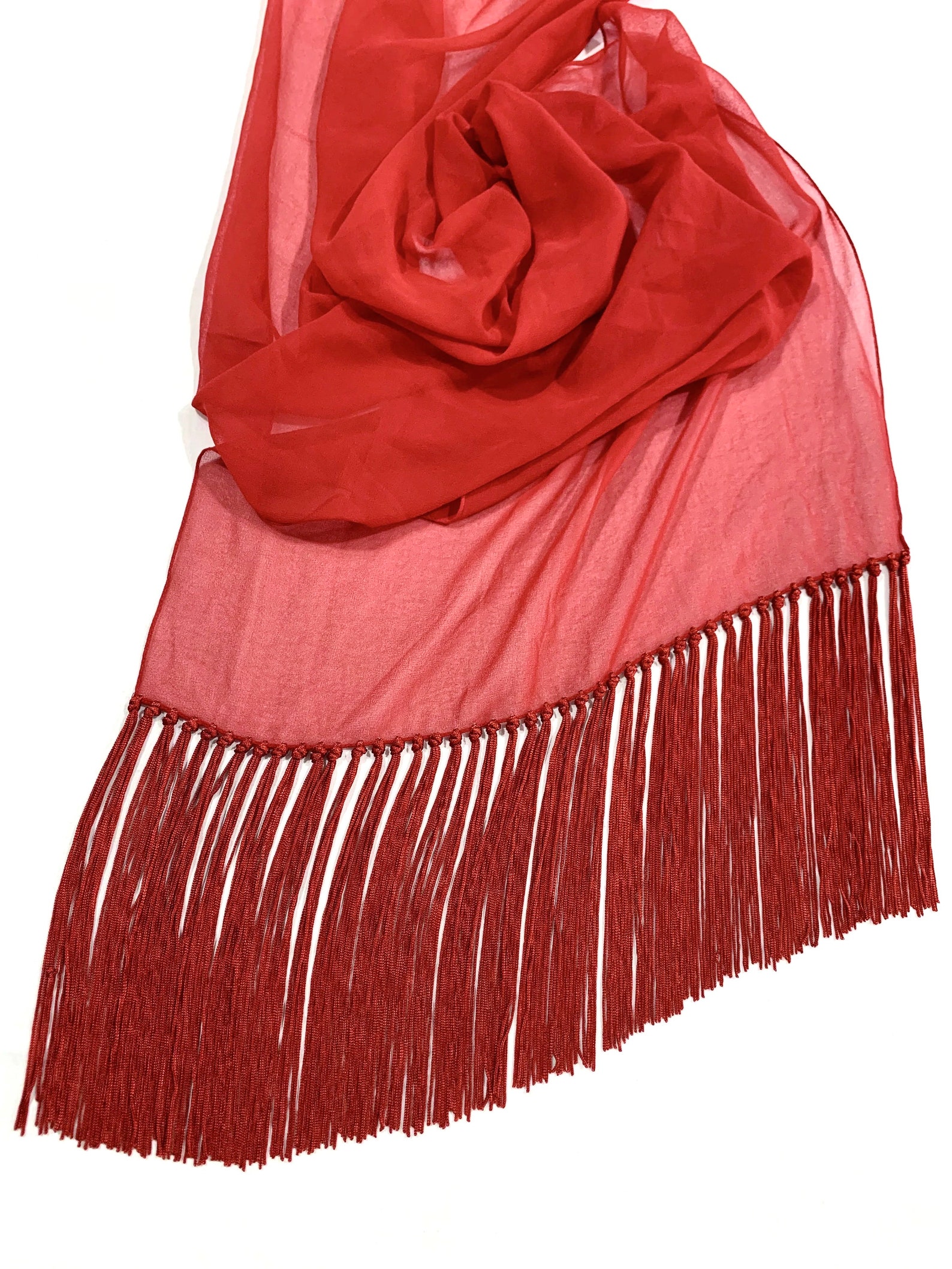 Red Plain Shawl, Basic Red Evening Wear Shawl, Red Long Fringed Shawl ...