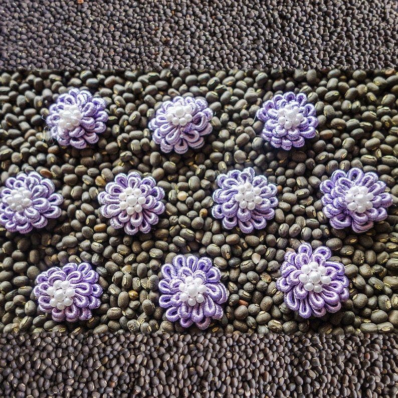 Miniature Purple Layered Squiggle Flowers with Beaded Centers | Etsy