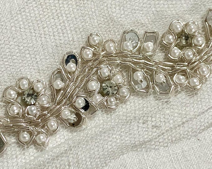 Delicate Silver Trim With Metallic Threads, Rhinestones & Crystals - Etsy
