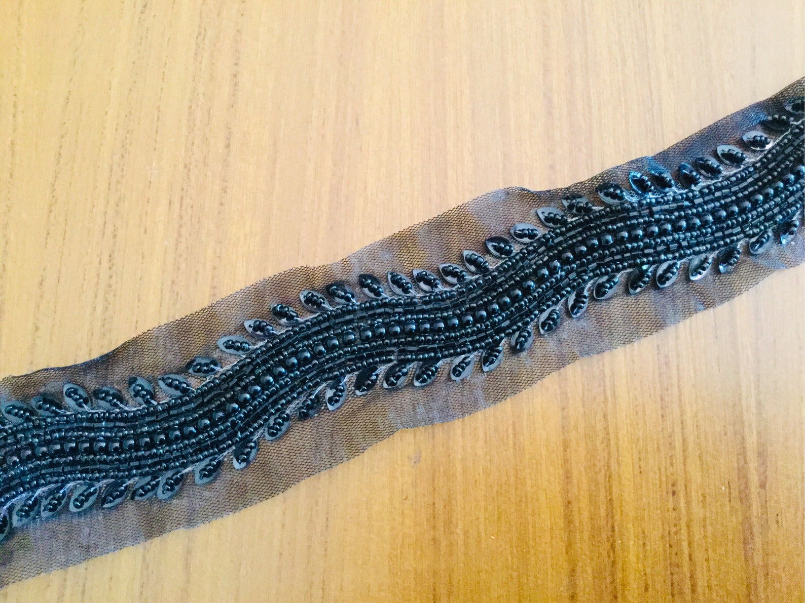 Black Trim, Black Hand Embroidered Trim, Hand Beaded Trim, Casual N ...