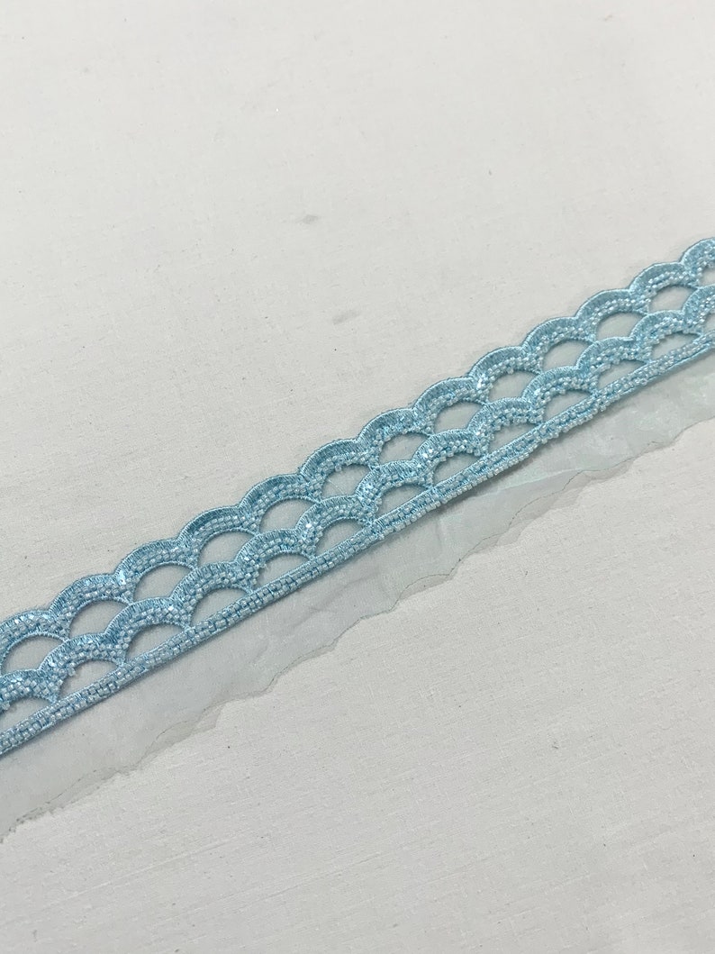 Blue Beaded Trim, Light Blue Embroidered Trim, Border Trim, Fashion ...
