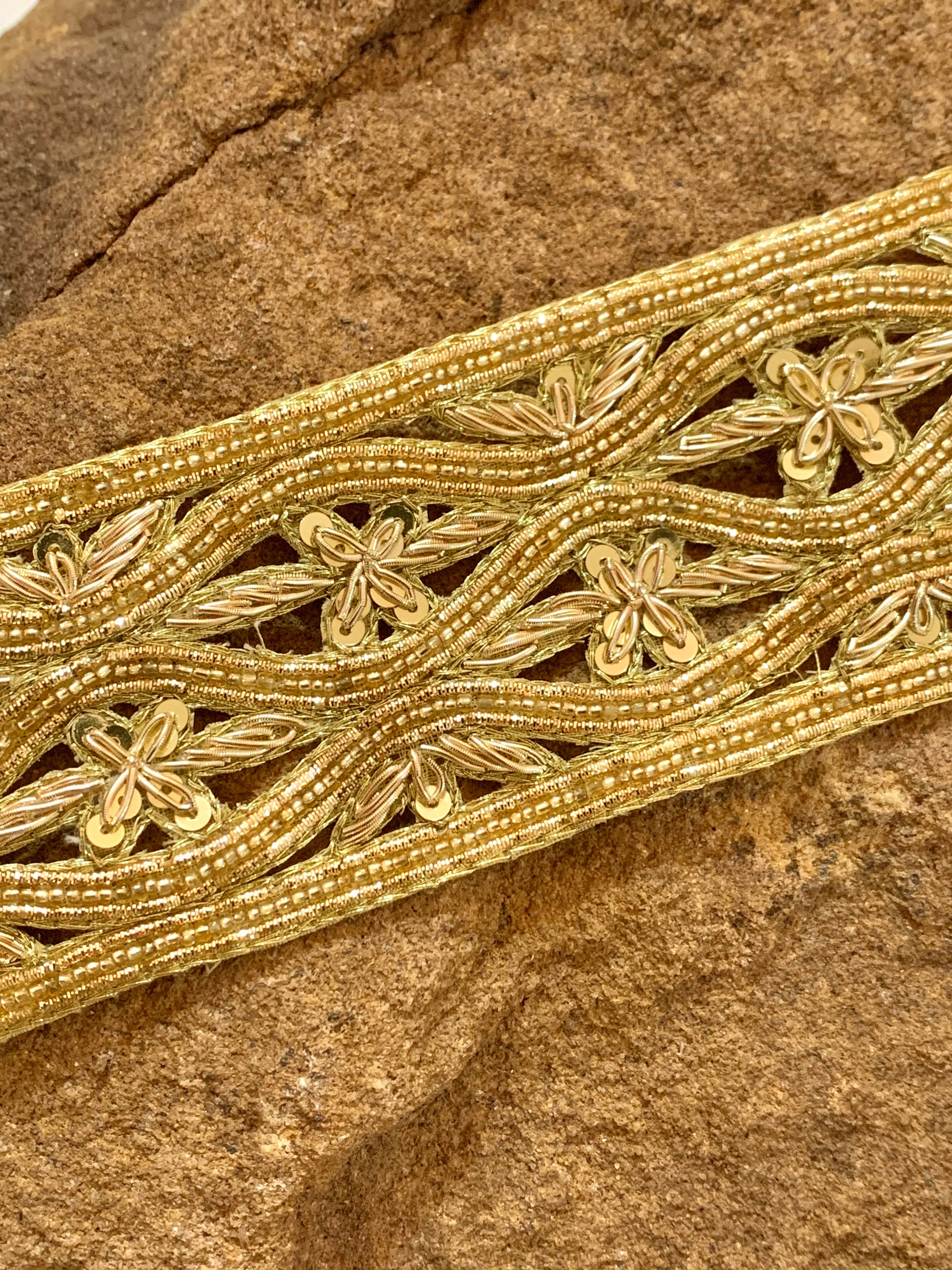 Golden Bridal Trim, Hand Embroidered Trim, Luxurious Border Trim, High ...