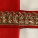 Red N Gold Silk Trim, Red Hand Embroidered Trim, Gold Zardosi Thread ...