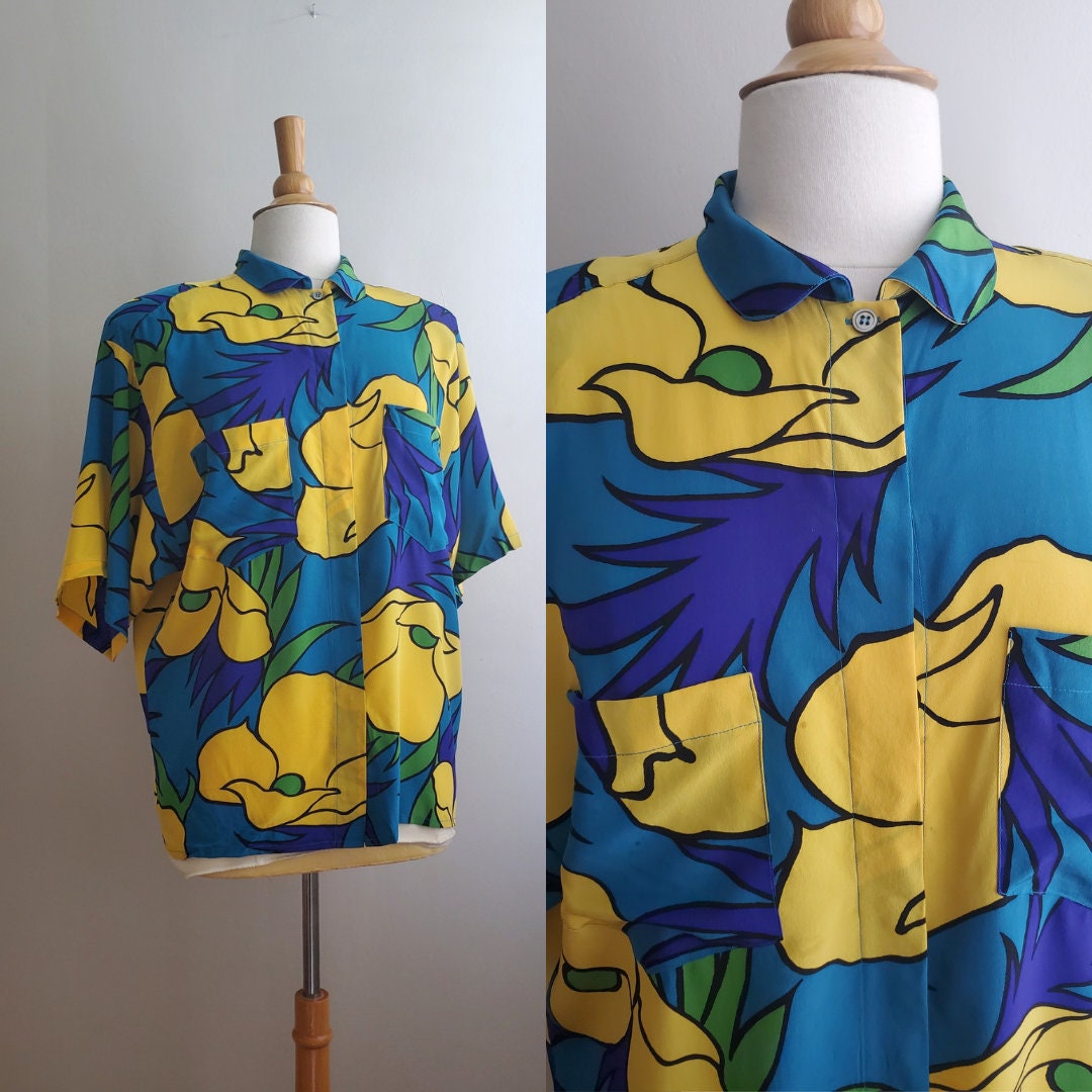 Vintage Jonathon Colby Silk Tropical Shirt - Etsy