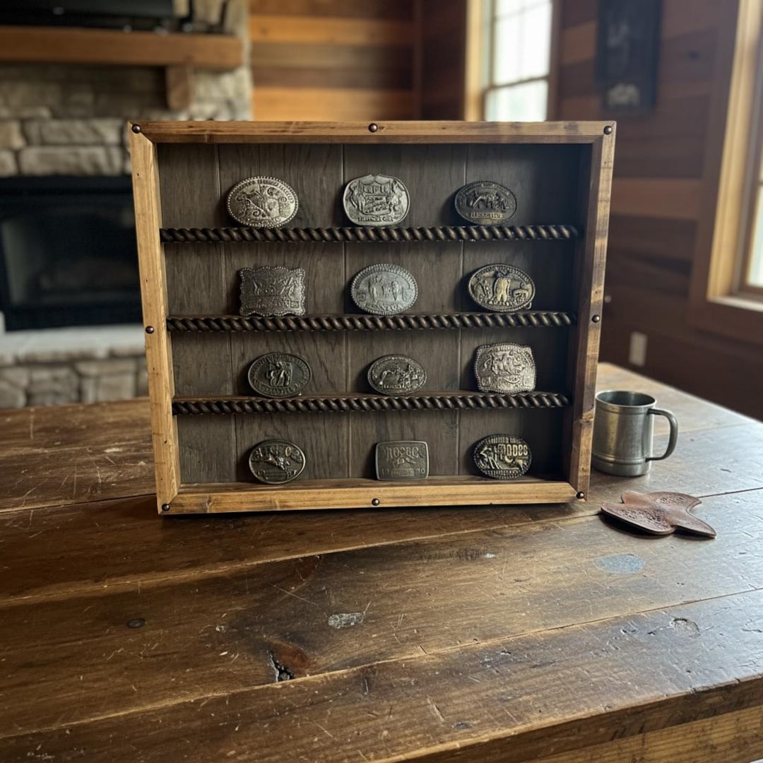 Limited Edition Rustic Western Buckle Display, American Hickory - Etsy