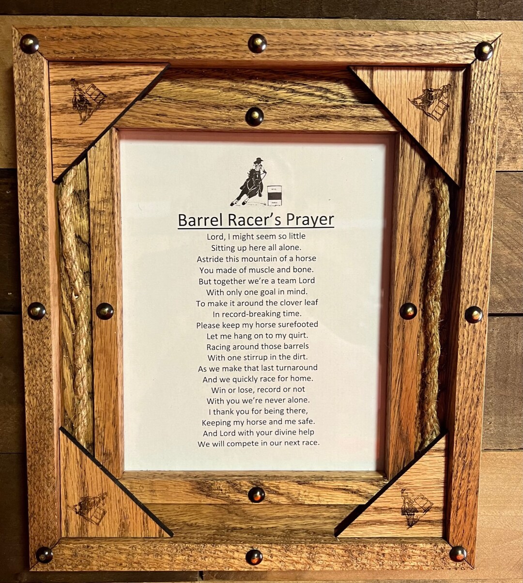 American OAK Framed Barrel Racer's Prayer - Etsy