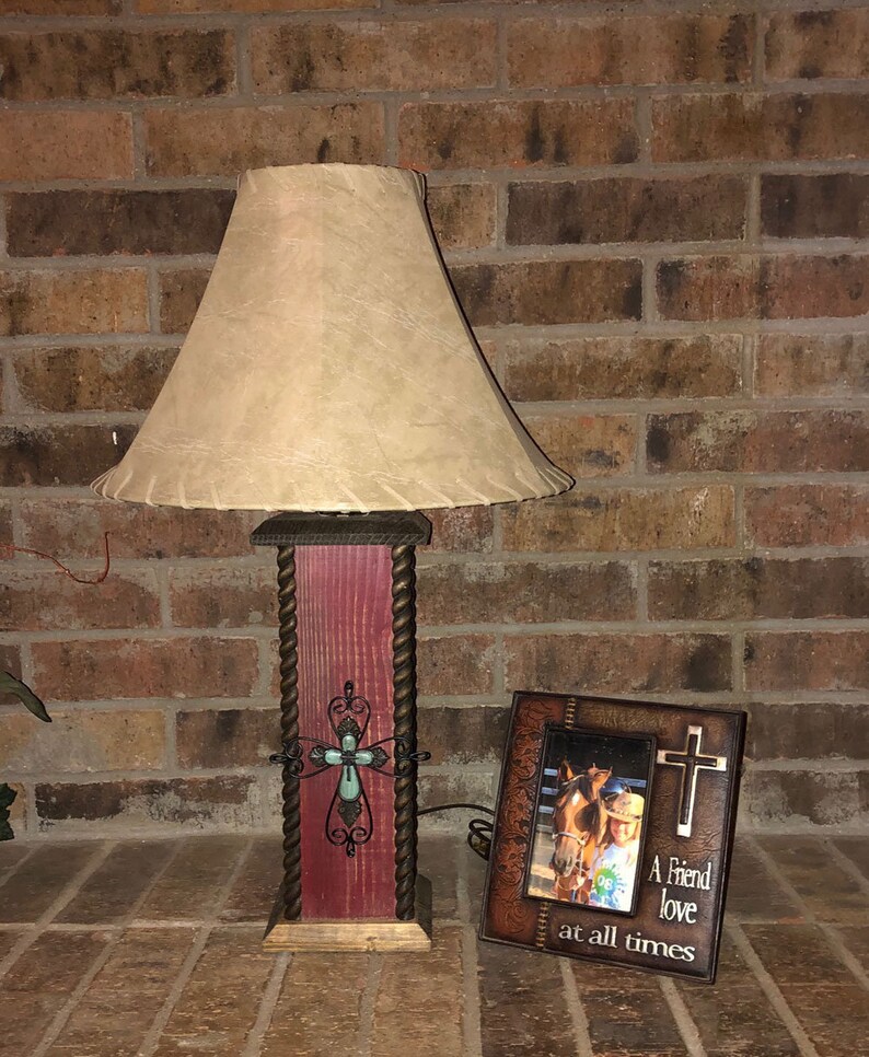 24 Rustic Western Table Lamps with Cross Barn Red. | Etsy