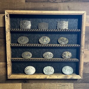 20 Buckle Rustic Western Buckle Display With Cowhide Backing and No ...