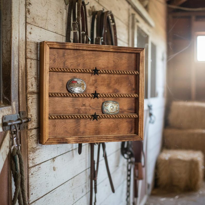 Rustic Western Buckle Display: Knotty Pine, Rodeo Award Holder - Etsy
