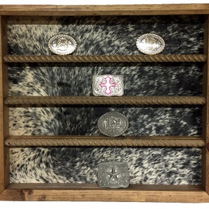 20 Buckle Rustic Western Buckle Display With Cowhide Backing and No ...