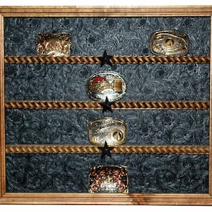 20 Buckle Rustic Western Buckle Display With Cowhide Backing. What ...