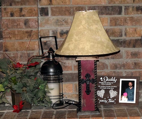24 Rustic Western Table Lamps With Cross Barn Red. - Etsy
