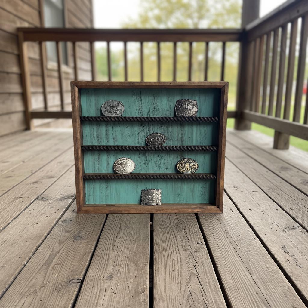 Rustic Western Buckle Display: 20-buckle Turquoise Rodeo Award Shelf - Etsy