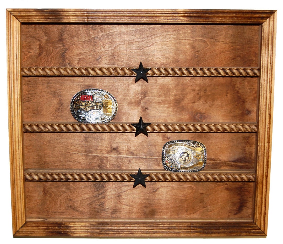 20 Buckle Rustic Western Buckle Display With Solid Birch Back. the ...