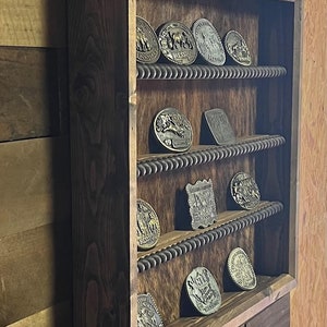 20 Buckle Rustic Western Buckle Display With Cowhide Backing and No ...