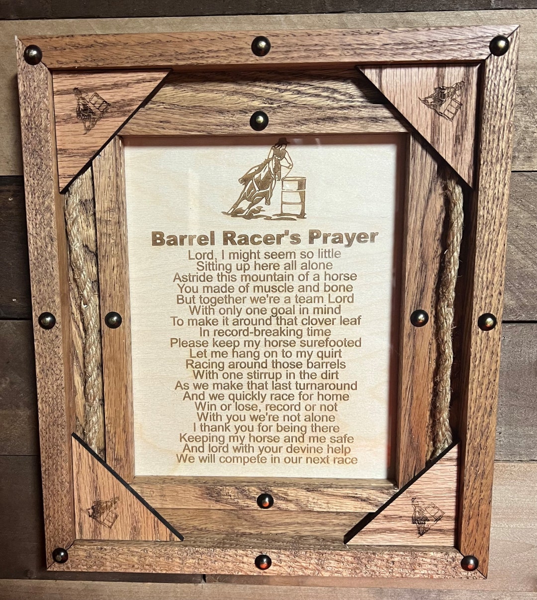 American OAK Framed Engraved Barrel Racer's Prayer - Etsy