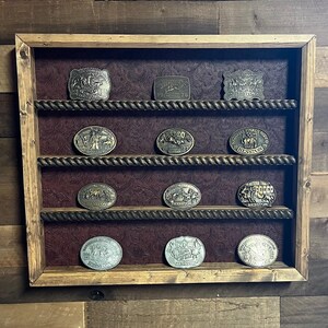 20 Buckle Rustic Western Buckle Display With Cowhide Backing and No ...