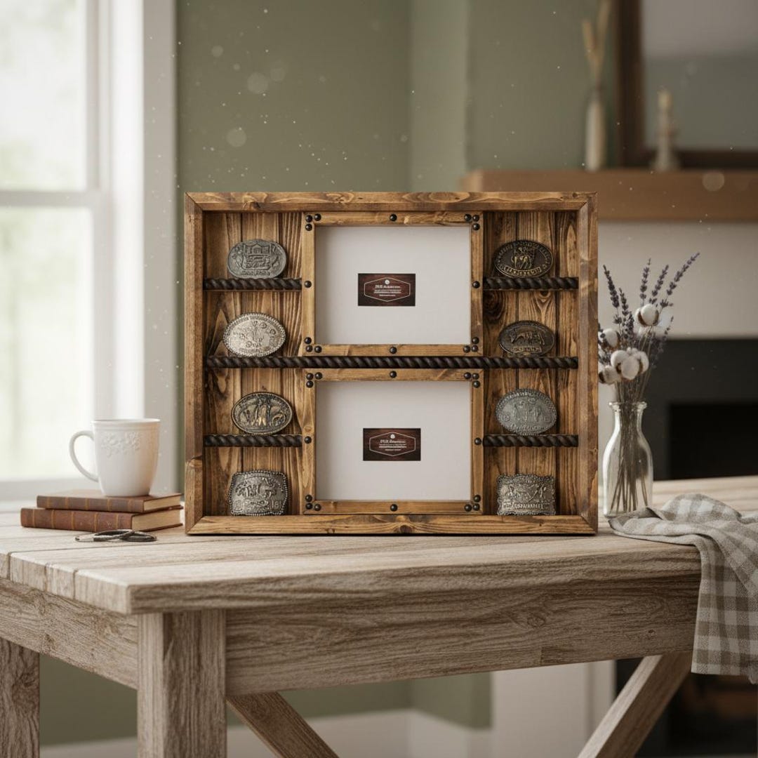 Belt Buckle Display Case With (2) 8x10 Picture Frames - Trophy Display ...