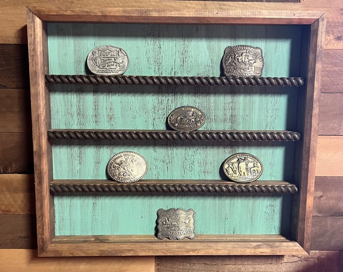 20 Buckle Rustic Western Buckle Display With Weathered Turquoise ...