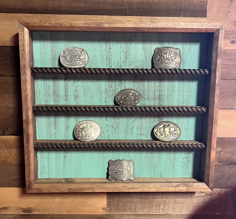 Rustic Western Buckle Display: 20-buckle Turquoise Rodeo Award Shelf - Etsy