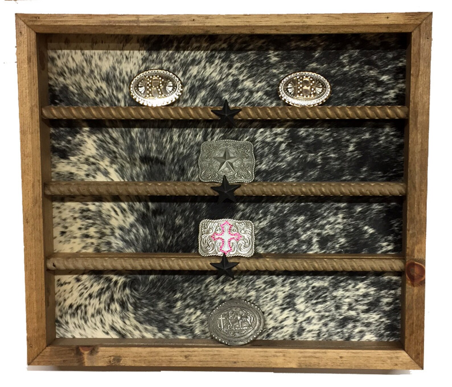 20 Buckle Rustic Western Buckle Display With Cowhide Backing. What ...