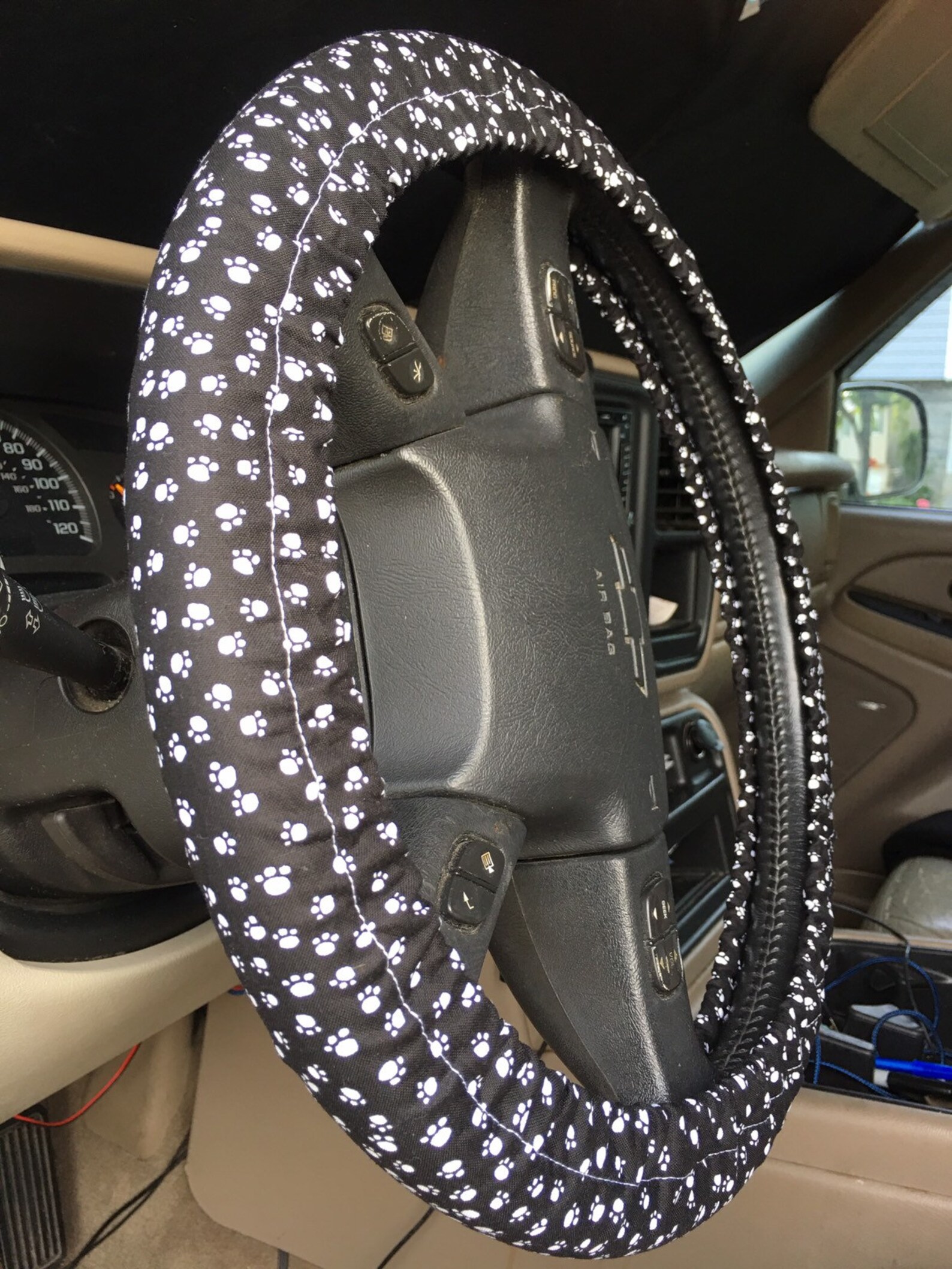 Steering Wheel Cover Puppy Dog Paws Black and White Great Gift Idea Dog ...