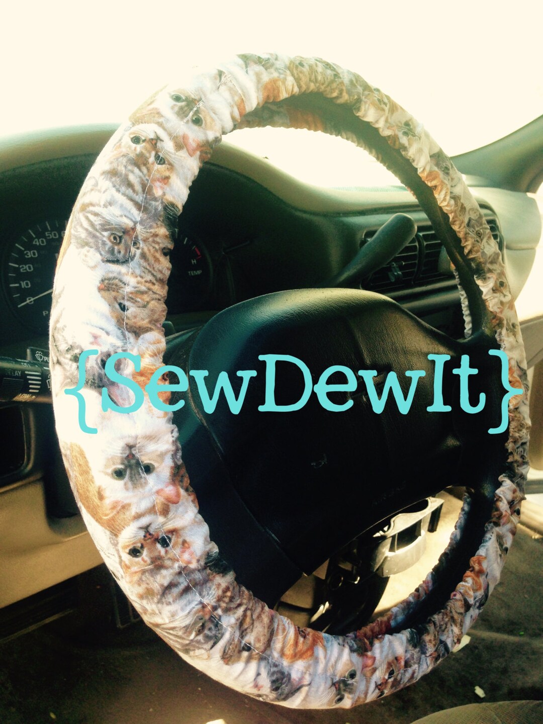 Steering Wheel Cover Kitty Cat Lover Print ~ Cute Car Accessories Gift ...