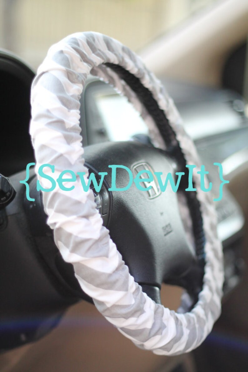 Steering Wheel Cover Gray & White Chevron Cute Car Accessories Gift for ...