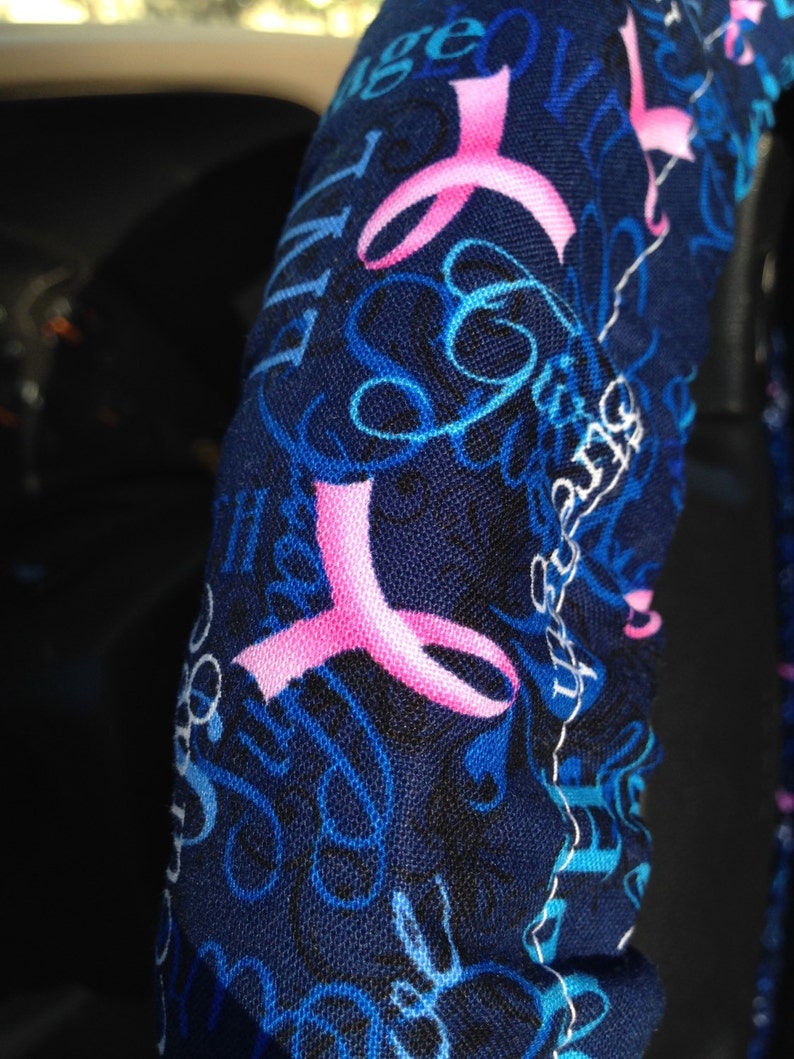 Steering Wheel Cover Breast Cancer Awareness Pink Ribbon Blue October ...