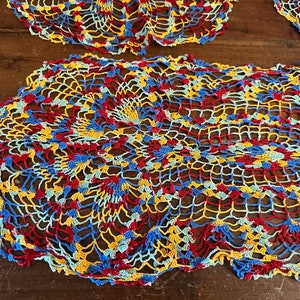 Multi Color Crocheted Doily Bundle Fiesta Runner Doilies - Etsy