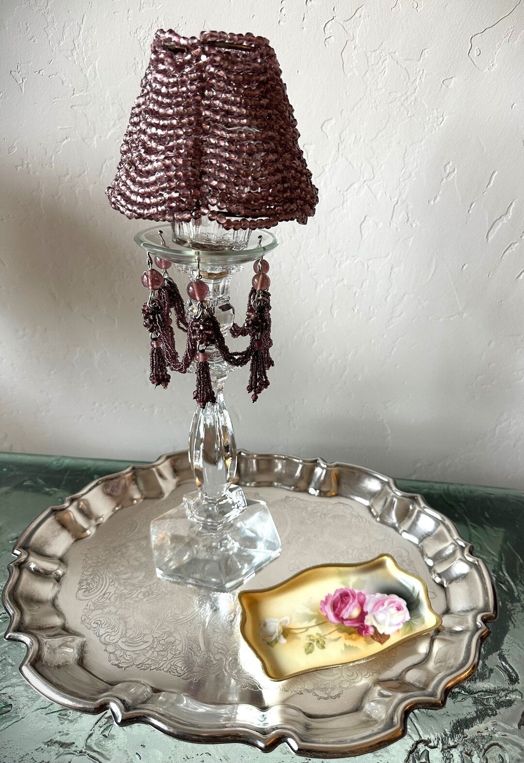 Vintage Purple Bead Shade Crystal Candlestick Bundle - Etsy