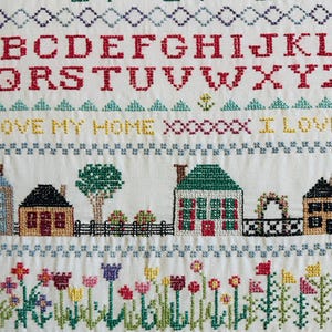 Vintage Embroidered Sampler Wall Art, Vintage Embroidered Art, Handmade Tapestry, Stitched Art ...