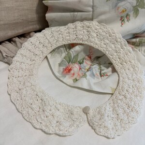 Handmade White Crocheted Collar Button Closure - Etsy