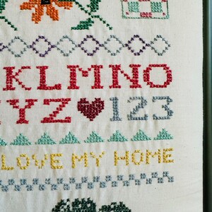 Vintage Embroidered Sampler Wall Art, Vintage Embroidered Art, Handmade Tapestry, Stitched Art ...
