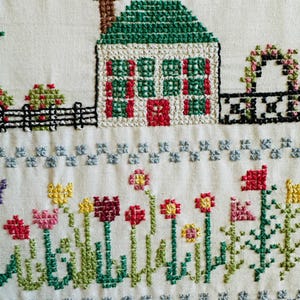 Vintage Embroidered Sampler Wall Art, Vintage Embroidered Art, Handmade Tapestry, Stitched Art ...