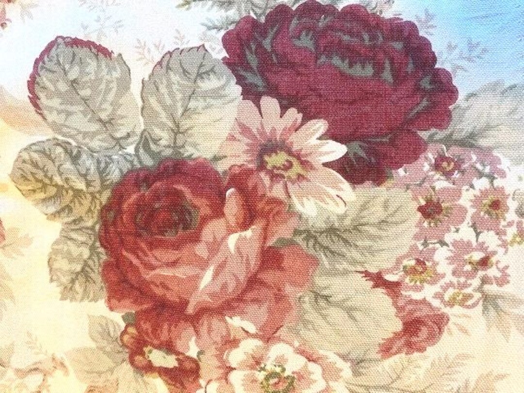 Vintage Waverly Norfolk Rose Valance: Burgundy Floral Cottagecore ...
