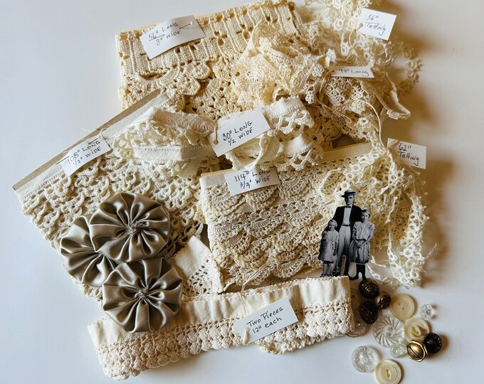 Old Fashioned Lace Bundle, Crocheted Tatting, Slow Stitch Bundle ...