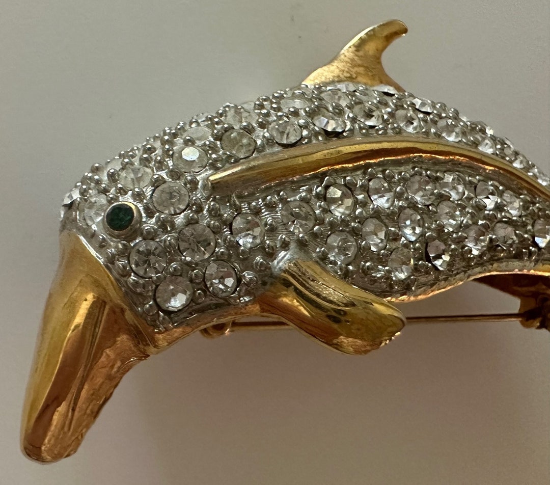 Swarovski Dolphin Brooch Shoulder Pin - Etsy