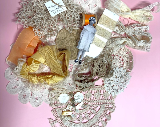Elegant Lace Bundle, Vintage Crocheted Tatting Bundle, Slow Stitch ...