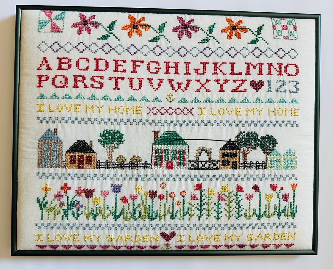 Vintage Embroidered Sampler Wall Art, Vintage Embroidered Art, Handmade Tapestry, Stitched Art ...