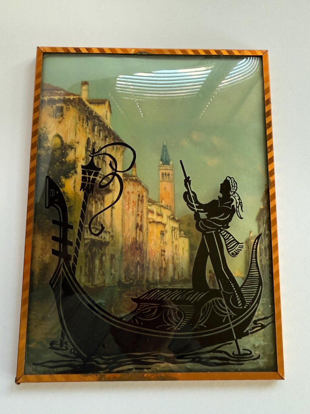 Victorian Reverse Painted Bubble Glass Art: Venice Gondola Scene - Etsy