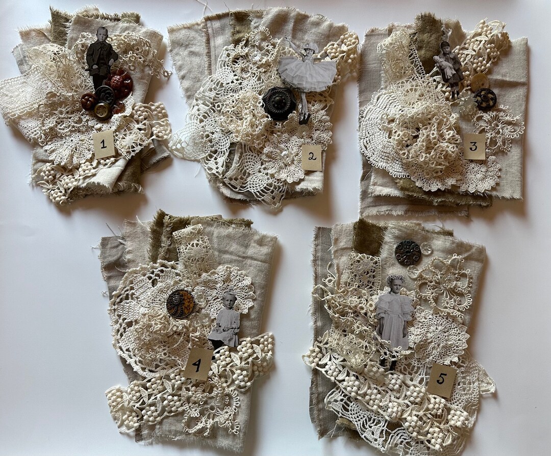 Elegant Lace Bundle, Vintage Crocheted Tatting Set, Slow Stitch Bundle ...