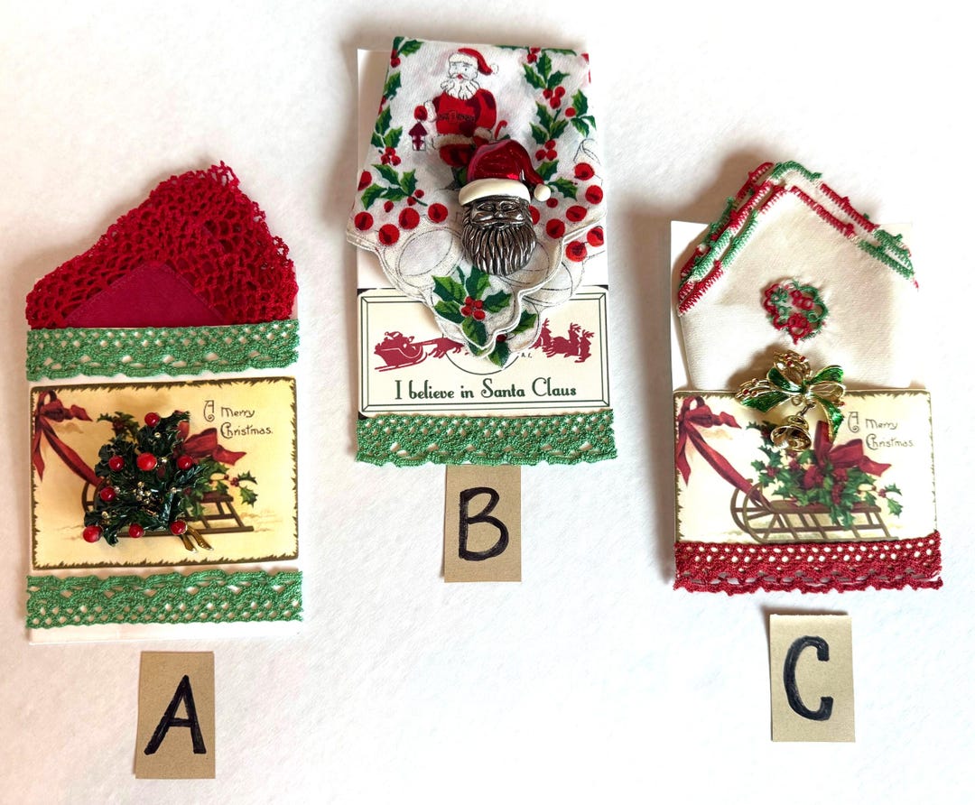 Christmas Handkerchief Pin Bundle, Christmas Handkerchief, Christmas ...