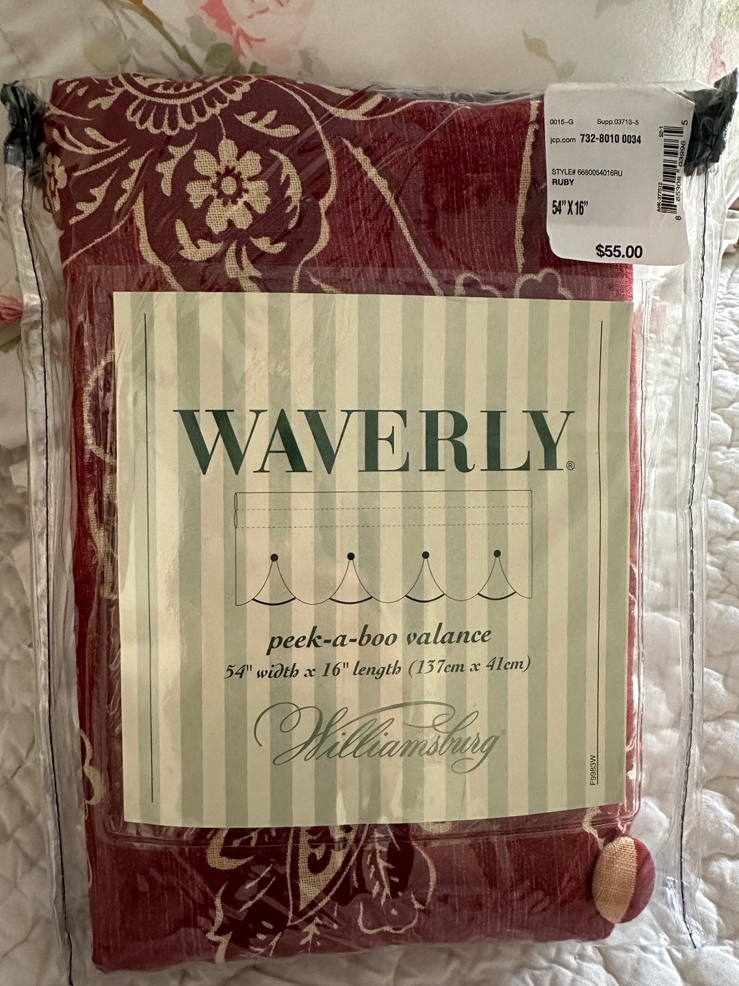 Waverly Valance Ruby Red Floral Design - Etsy