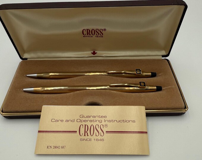 Vintage Cross Gold Pen & Pencil Set Original Box, Vintage Cross Pen Set ...