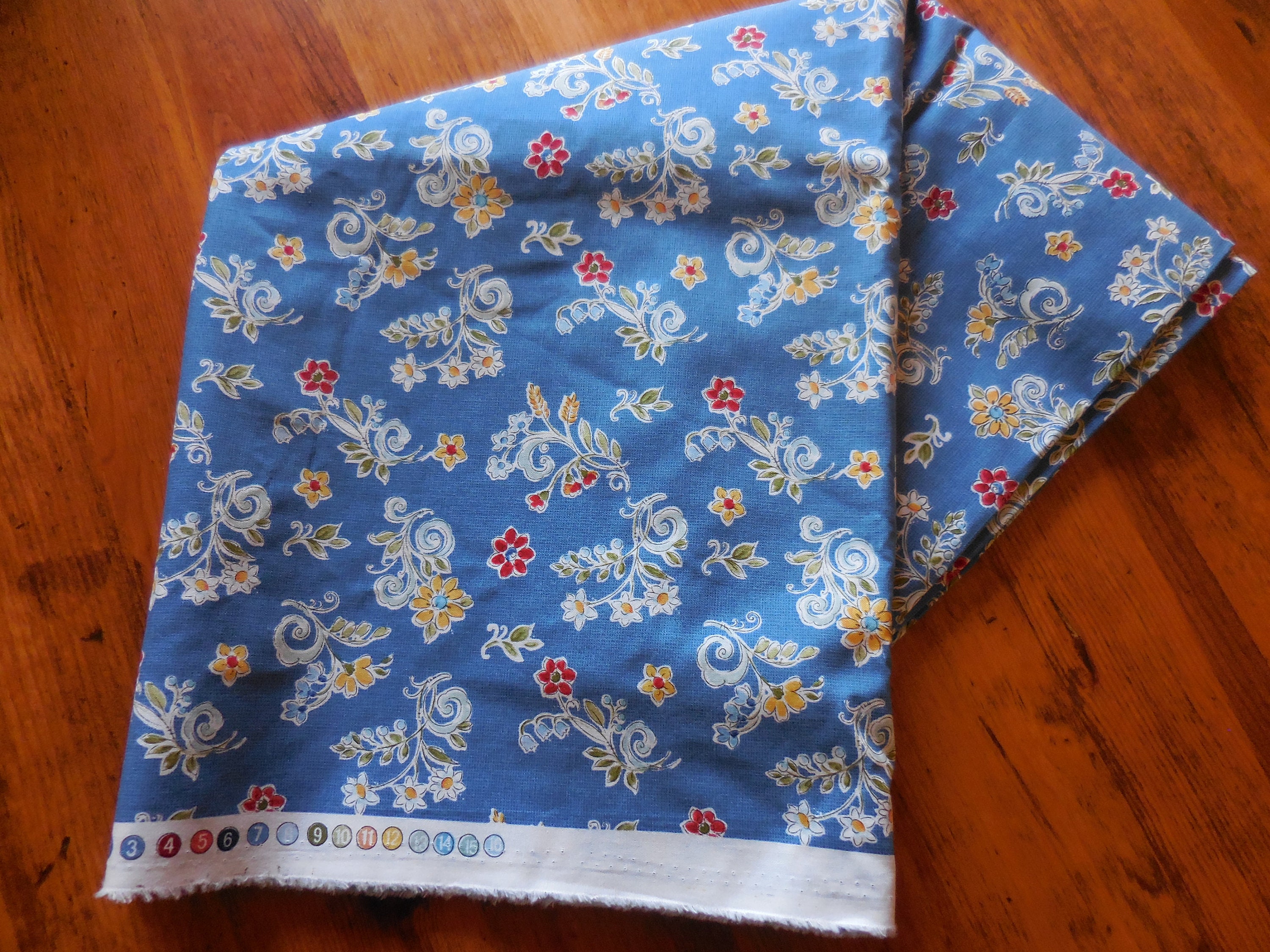 David Textile Blue Floral Mini Print Fabric | Etsy