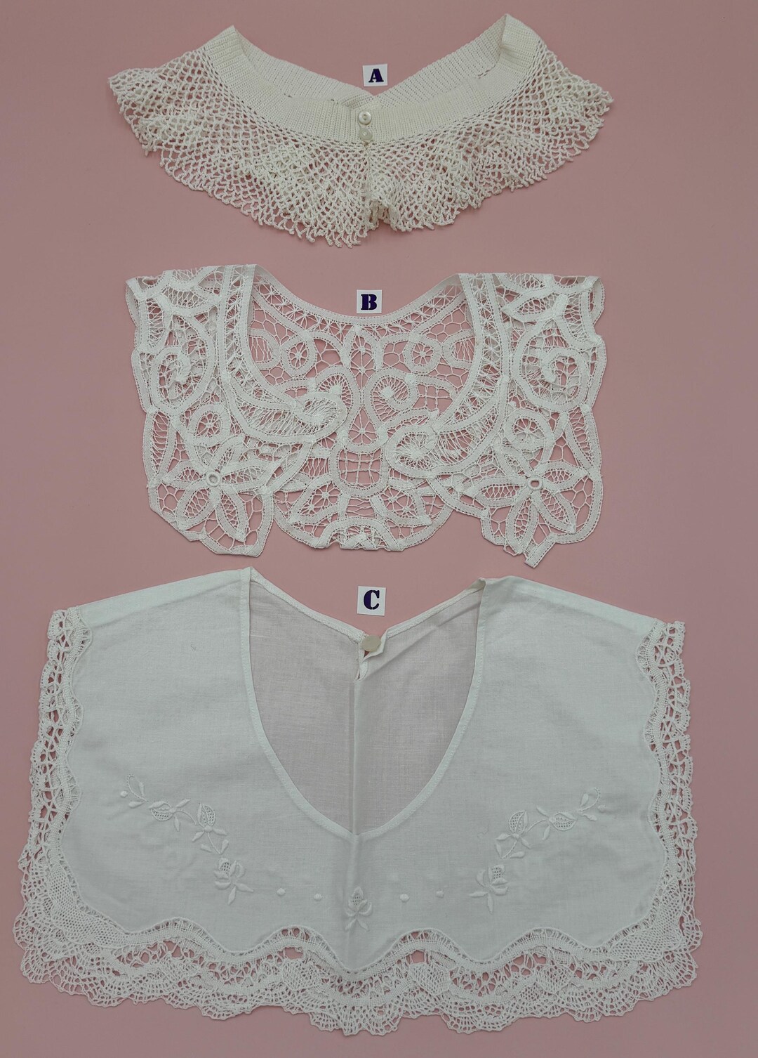 Vintage Lace Collar Choice A B C Removable Antique Style - Etsy