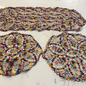 Multi Color Crocheted Doily Bundle Fiesta Runner Doilies - Etsy