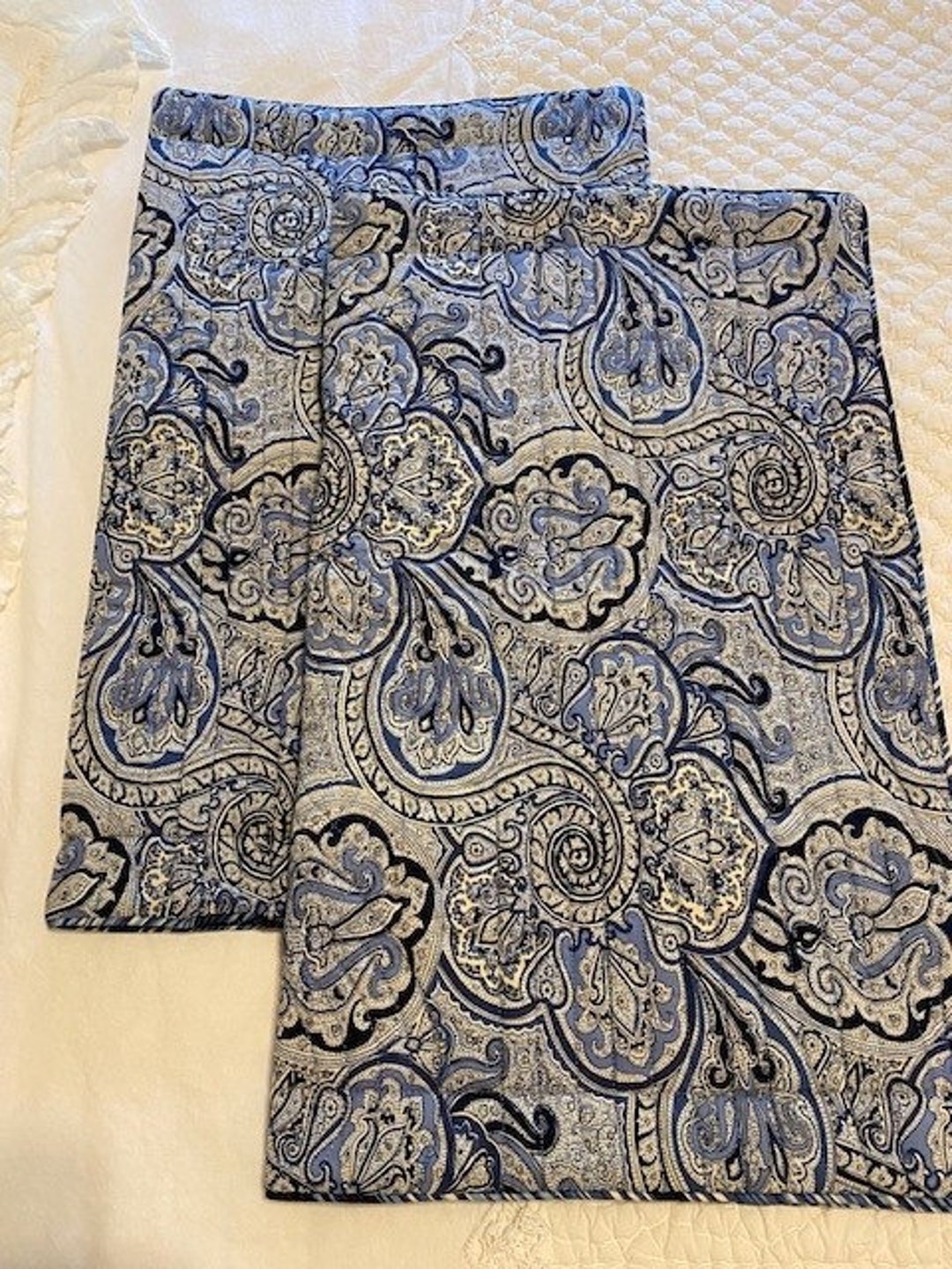 Waverly Blue Paisley Shams Standard Quilted - Etsy