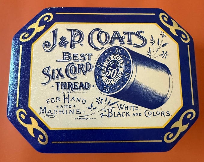 Vintage J P Coats Thread Box, Vintage Sewing Box, Vintage Victorian Tin ...